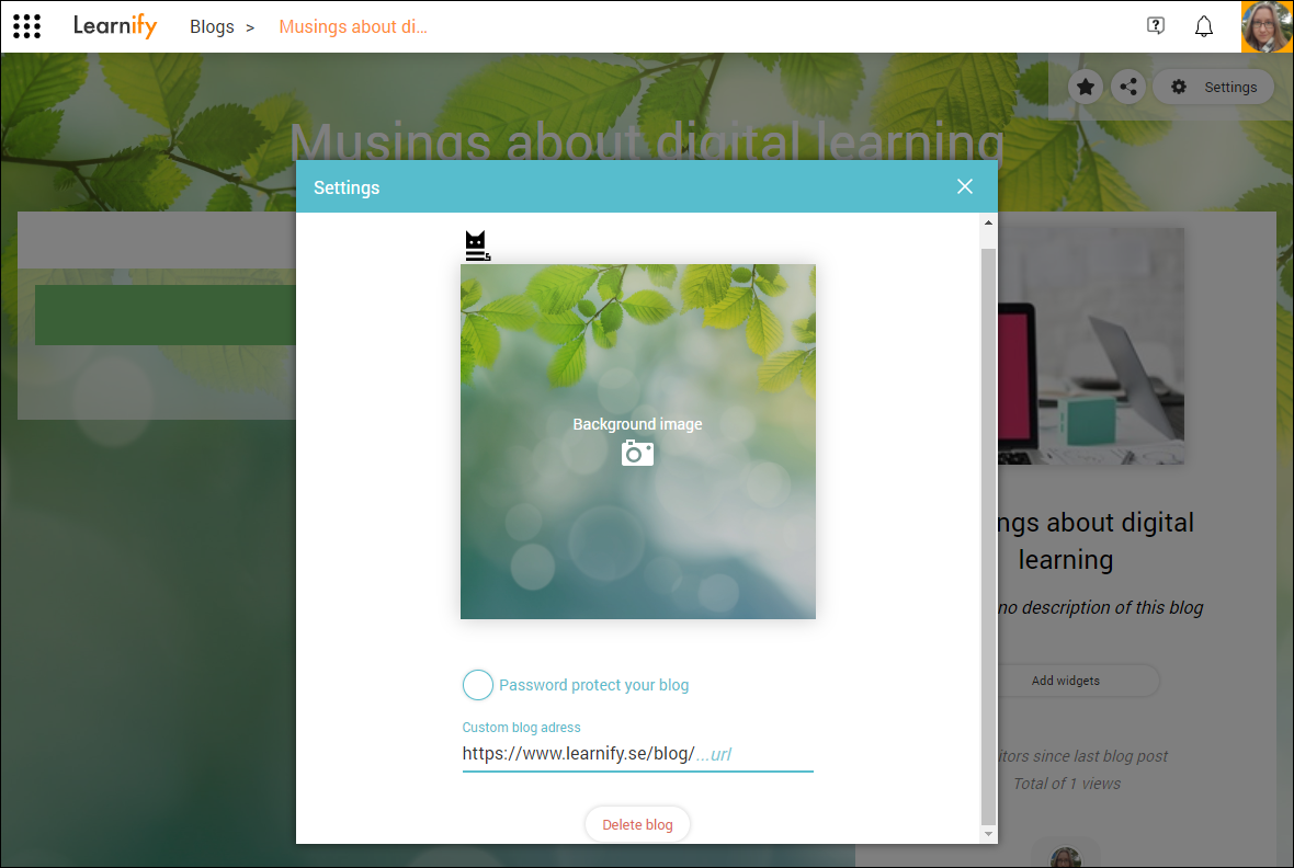 Change settings on your blog – Learnify
