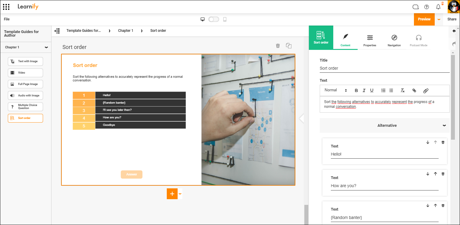 The "Sort order" Template – Learnify