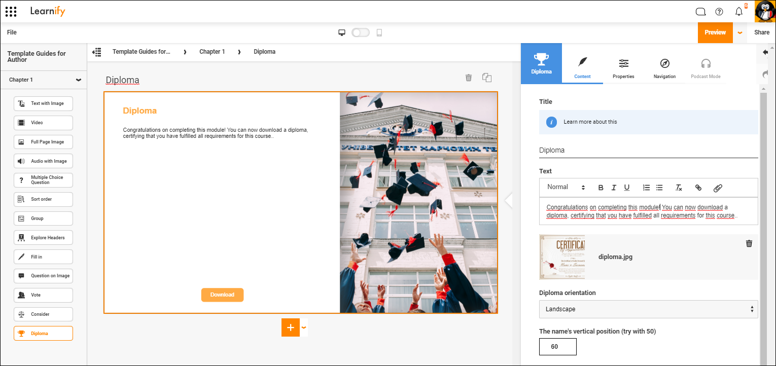 The "Diploma" Template – Learnify