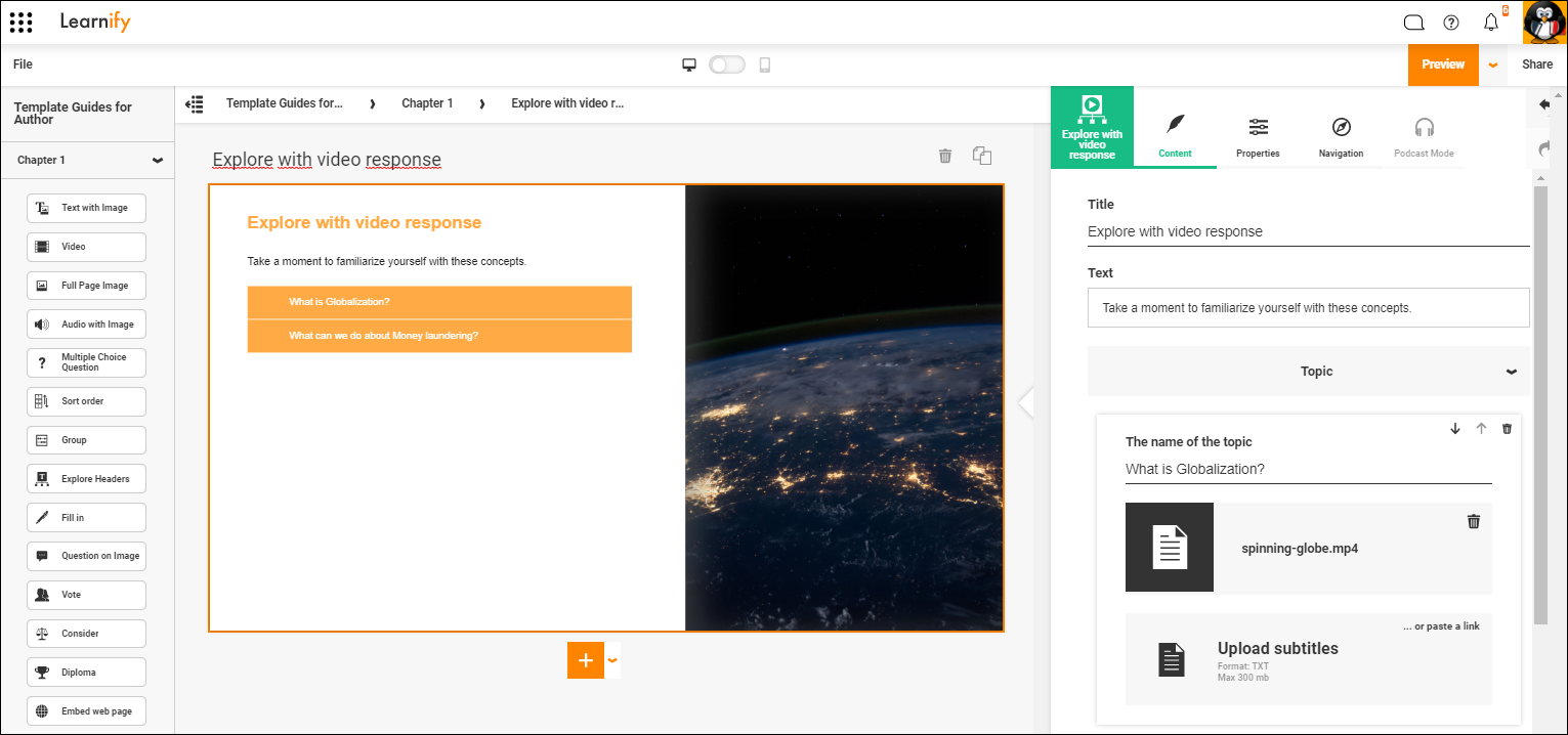 The "Explore with video response" Template – Learnify