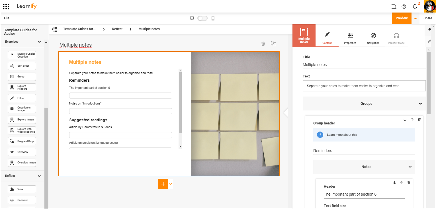 The "Multiple Notes" Template – Learnify