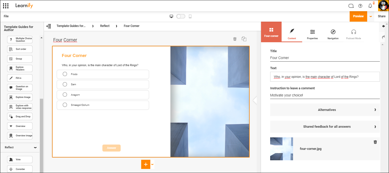The "Four corner" Template – Learnify
