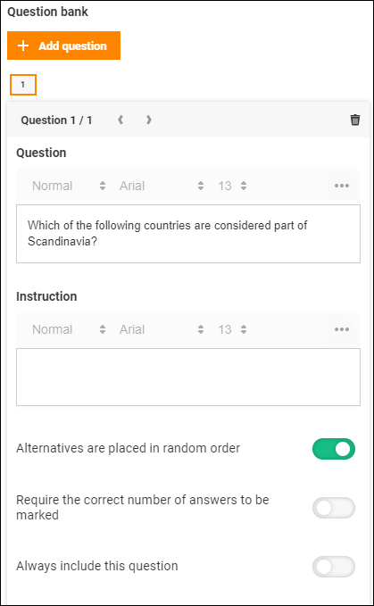 The "Knowledge test"-template – Learnify