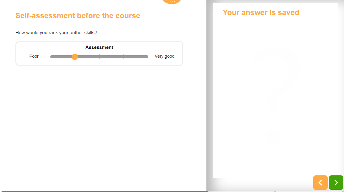The "Self-assessment" template – Learnify